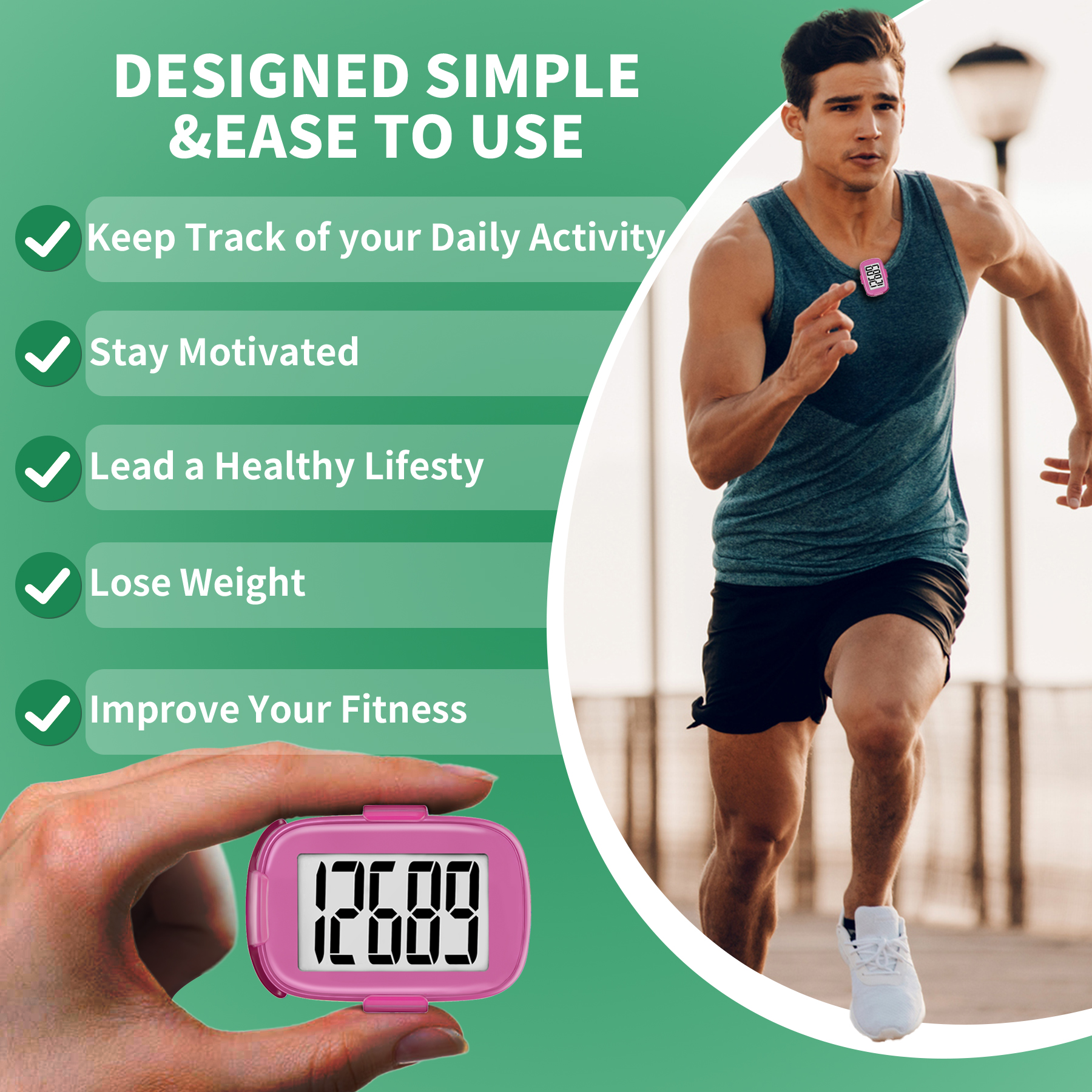 Pedometer Walking Simple 3D Step Counter with Clip and Lanyard ...