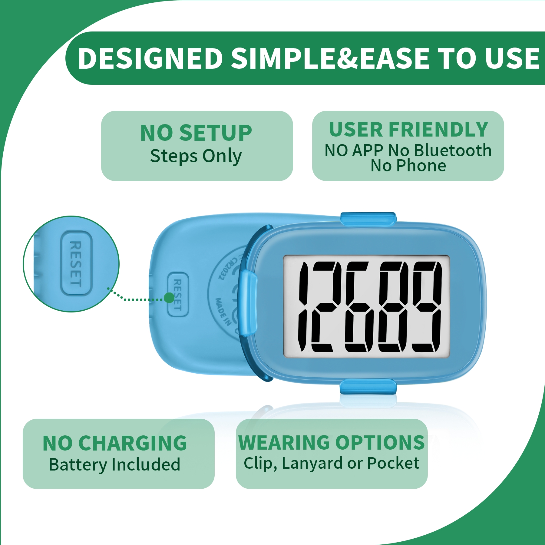 Pedometer Walking Simple 3D Step Counter with Clip and Lanyard ...