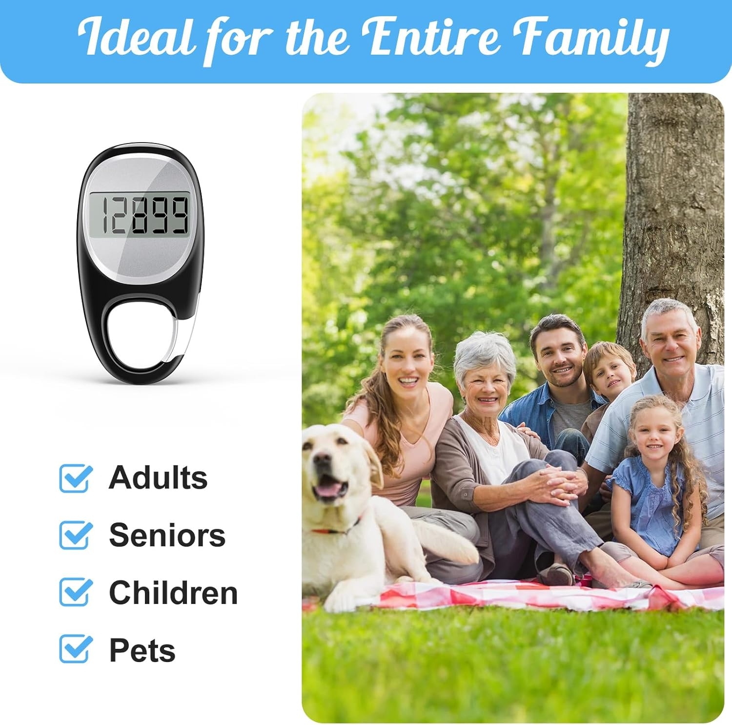 Simple Pedometer for Walking, Accurate Step Tracker with Carabiner, 3D ...